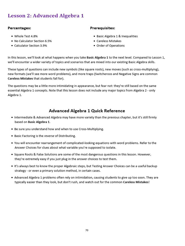 SMM 02 Advanced Algebra 1 (Isolation) | PDF | Algebra | Equations