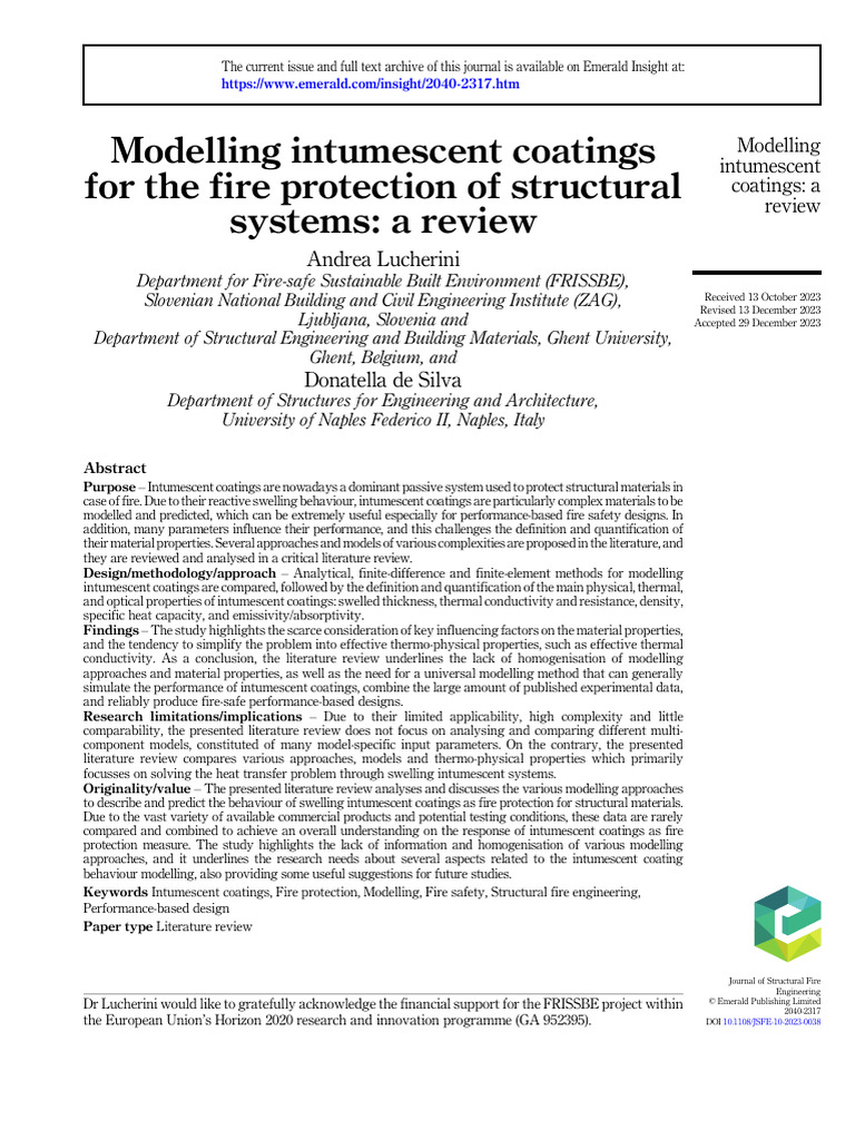 2023 Modelling Intumescent Coatings For The Fire Protection of ...