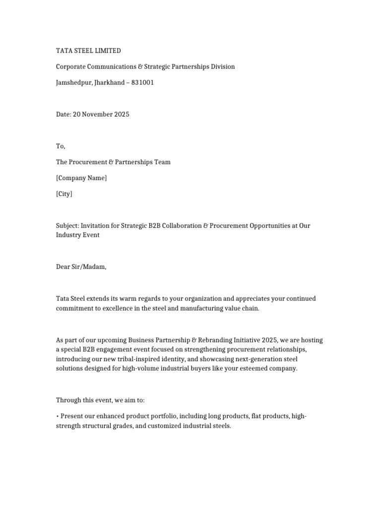 Tata Steel B2B Invitation | PDF | Procurement | Supply Chain
