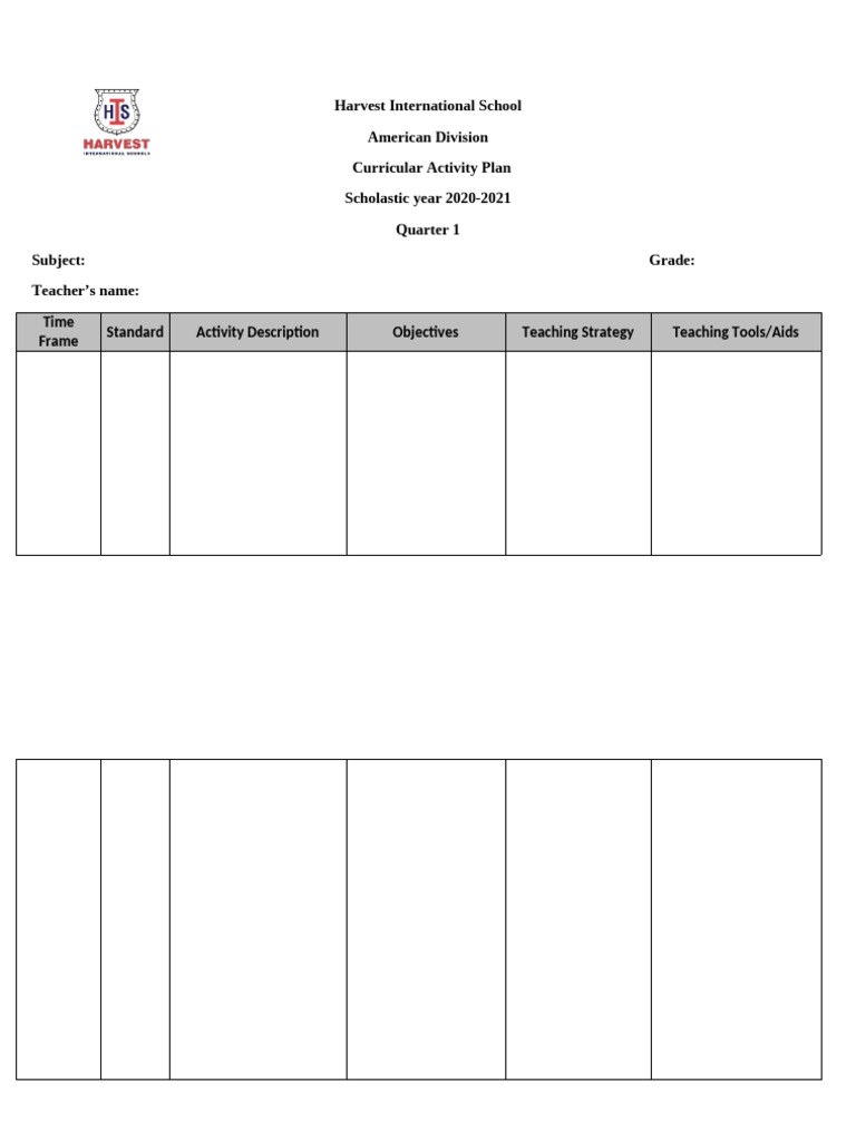 Activity Plan Sheet | PDF