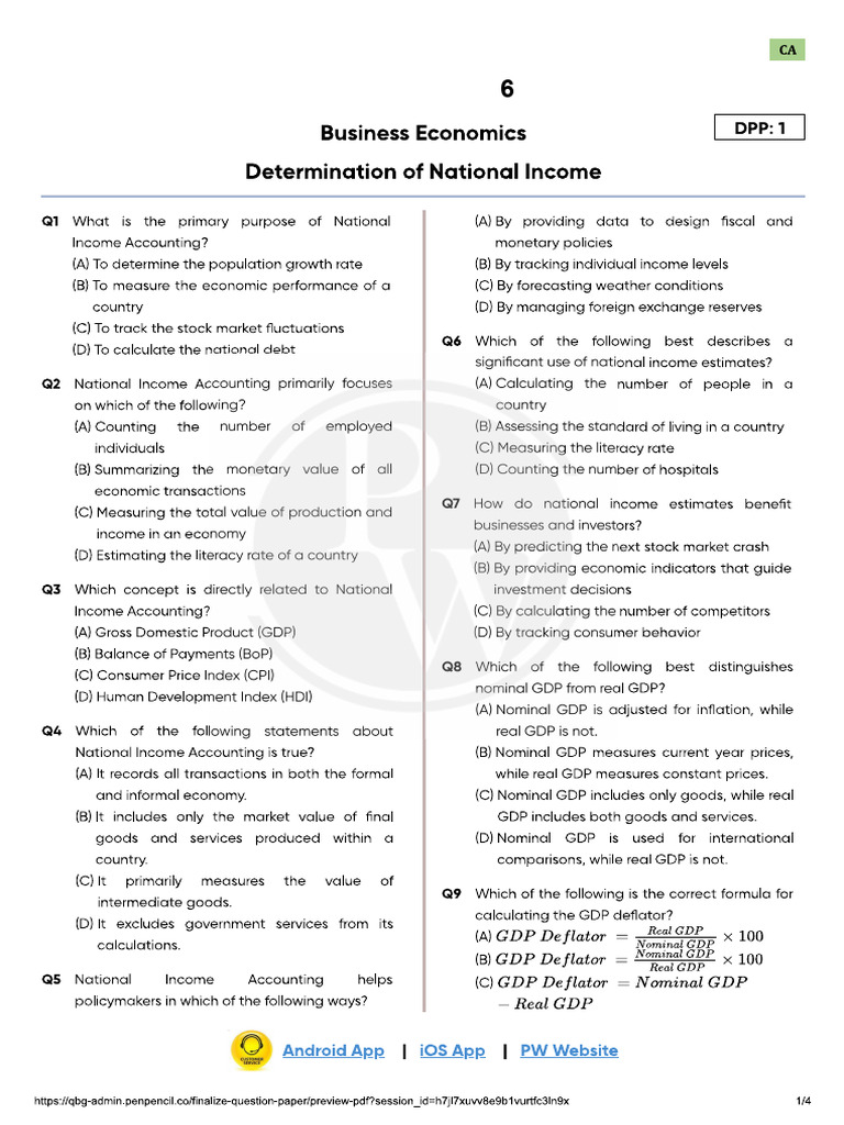Determination of National Income DPP 01 | PDF