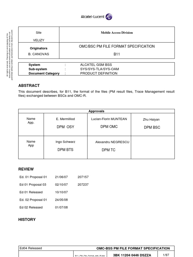 B11 OMC-BSC File Specification | PDF | File Format | Byte