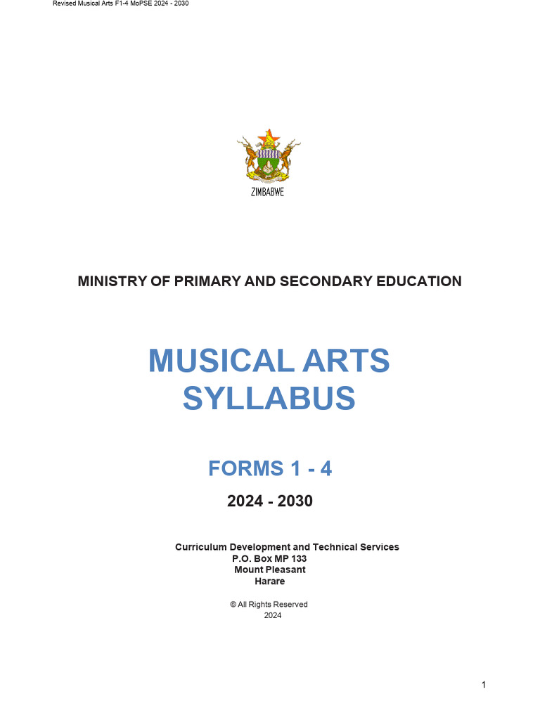 Revised Form 1-4 Musical Arts Syll | PDF | Harmony | Scale (Music)