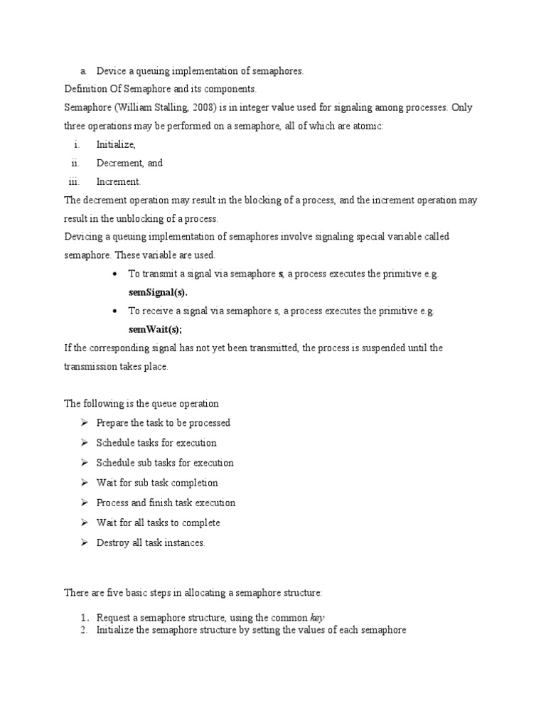 Implementation Of Semaphores Pdf Queue Abstract Data Type Process Computing