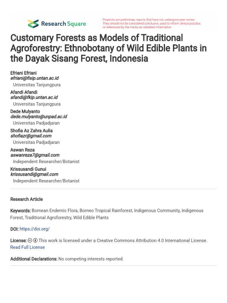 Customary Forests As Models of Traditional Agrofor | PDF | Biodiversity ...