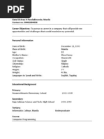 Resume Format in Philippines | PDF | File Format | Résumé