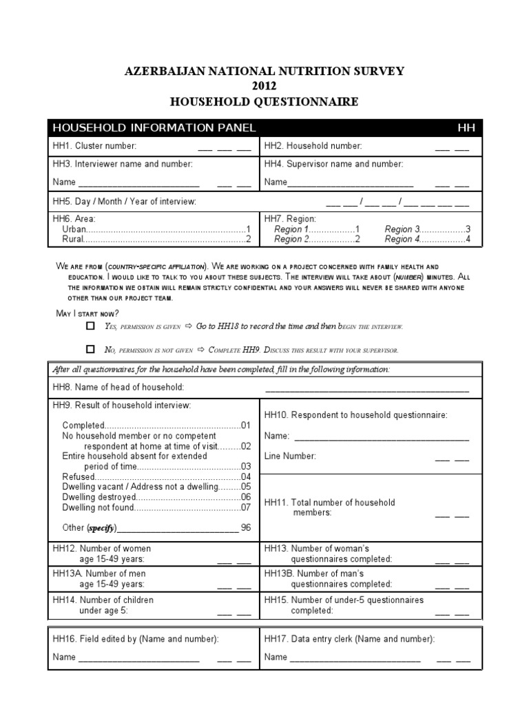 Household Questionnaire v3.0 | PDF | Latrine | Hand Washing