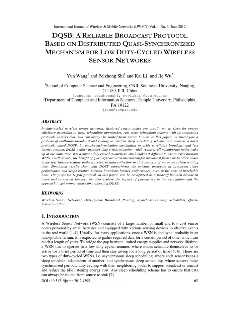 DQSB: A Reliable Broadcast Protocol Based On Distributed Quasi-Synchronized Mechanism For Low ...