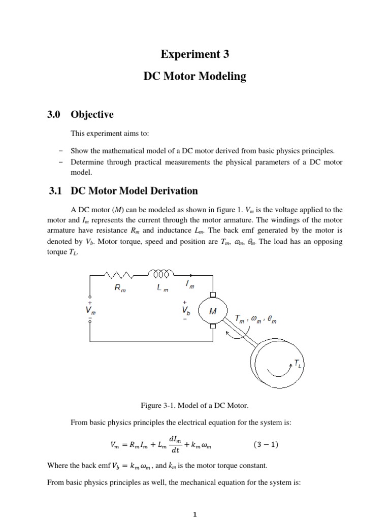Experiment 3 DC Motor Modeling: 3.0 Objective | Download Free PDF ...