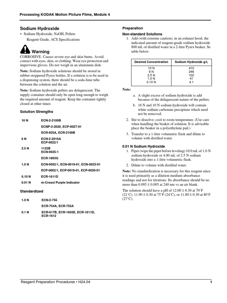 Sodium Hydroxide | PDF | Sodium Hydroxide | Ph