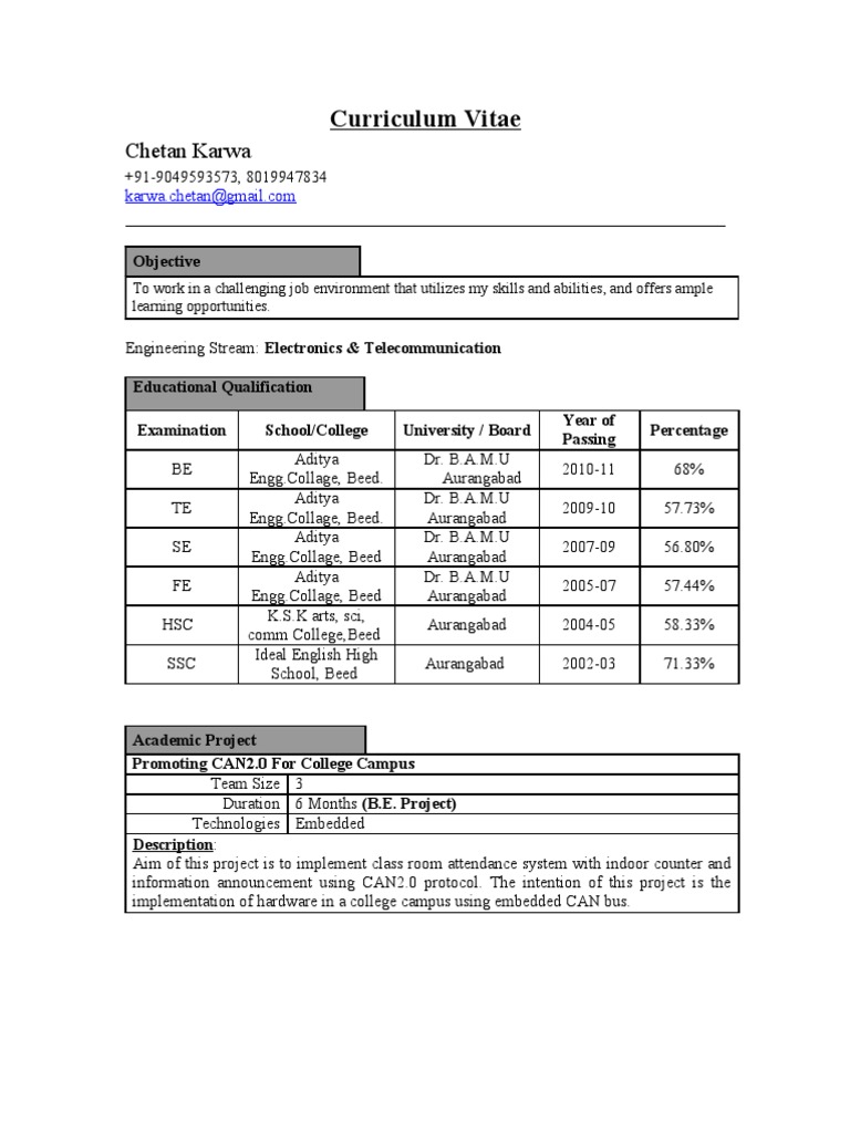 Chetan Karwa's Engineering CV | PDF