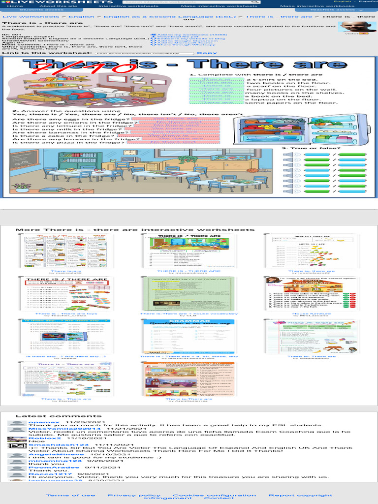 There Is - There Are Interactive Worksheet | PDF