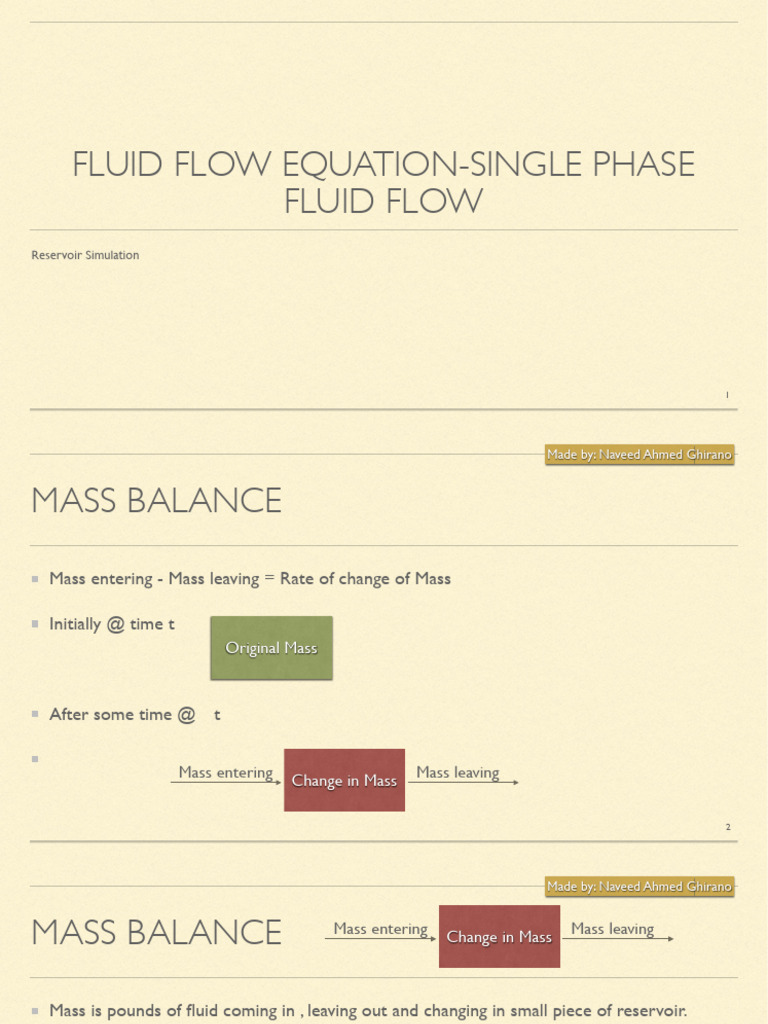 Fluid Flow Equation Single Phase 2 - 260203 - 231952 | PDF | Mass ...
