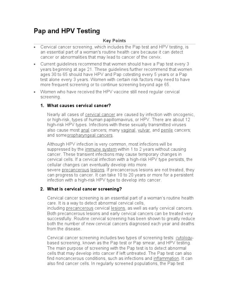 Pap and HPV Testing | PDF | Cervical Cancer | Cancer
