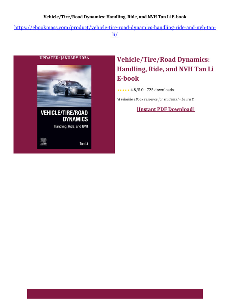 Vehicle/Tire/Road Dynamics: Handling, Ride, and NVH Tan Li Ebook ...