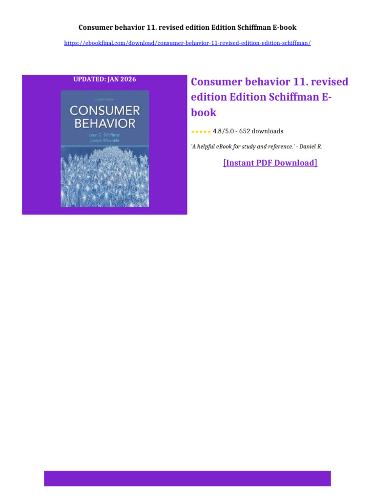 Consumer Behavior 11. Revised Edition Edition Schiffman Full Ebook ...