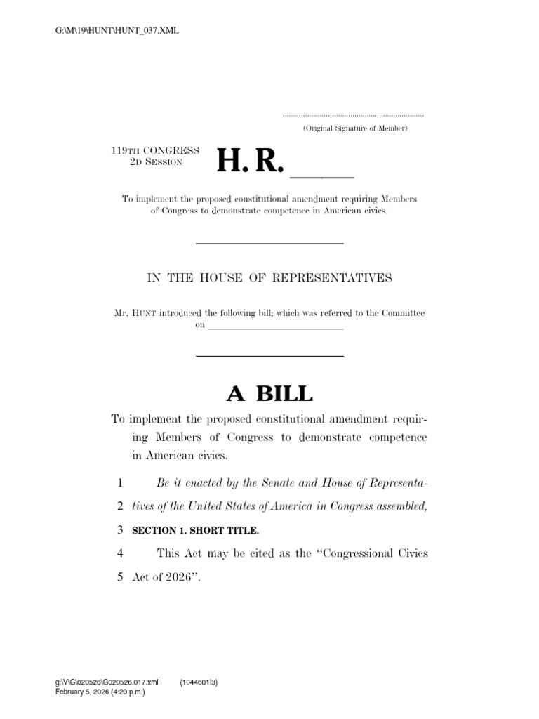 Congressional Civics Act of 2026 | PDF | United States Congress ...