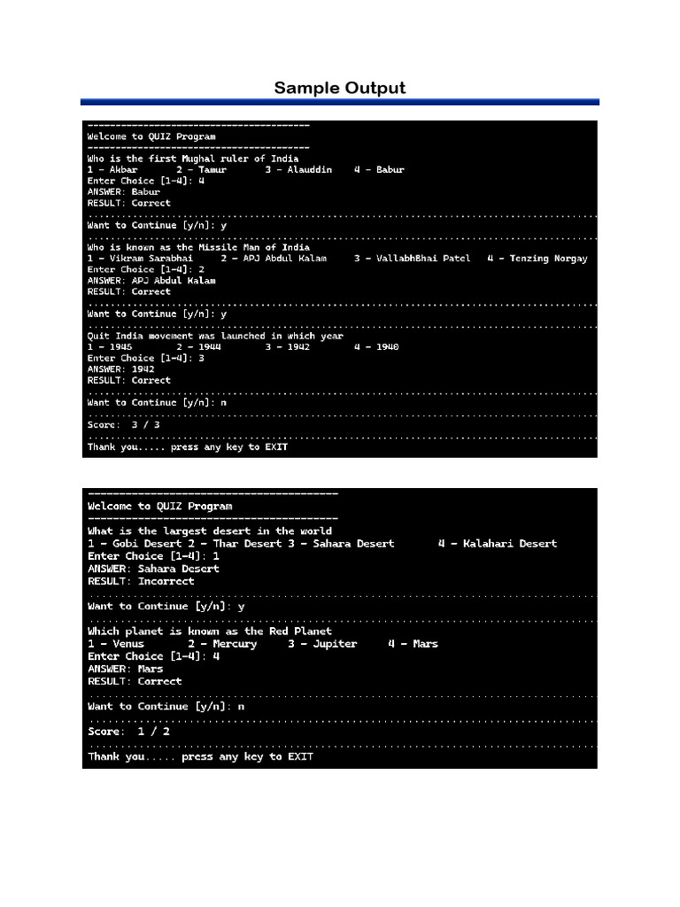 Sample Output | PDF