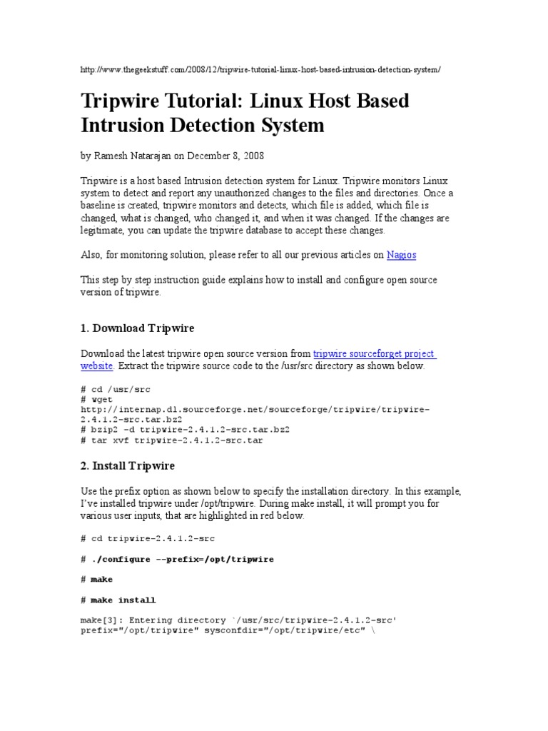 Tripwire Tutorial | Download Free PDF | Filename | Computer File