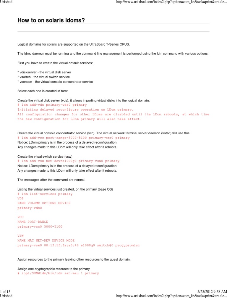 How To On Solaris Ldoms? | PDF | Computer Architecture | Computing