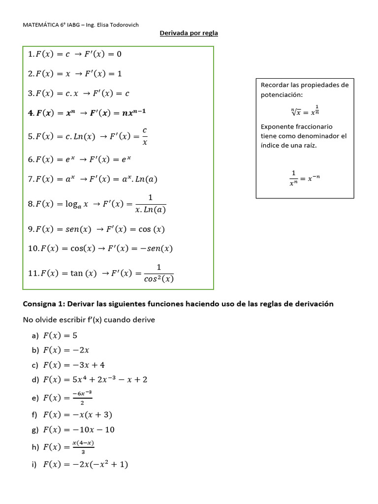 7 - Derivada Por Regla | PDF | Matemáticas | Análisis matemático