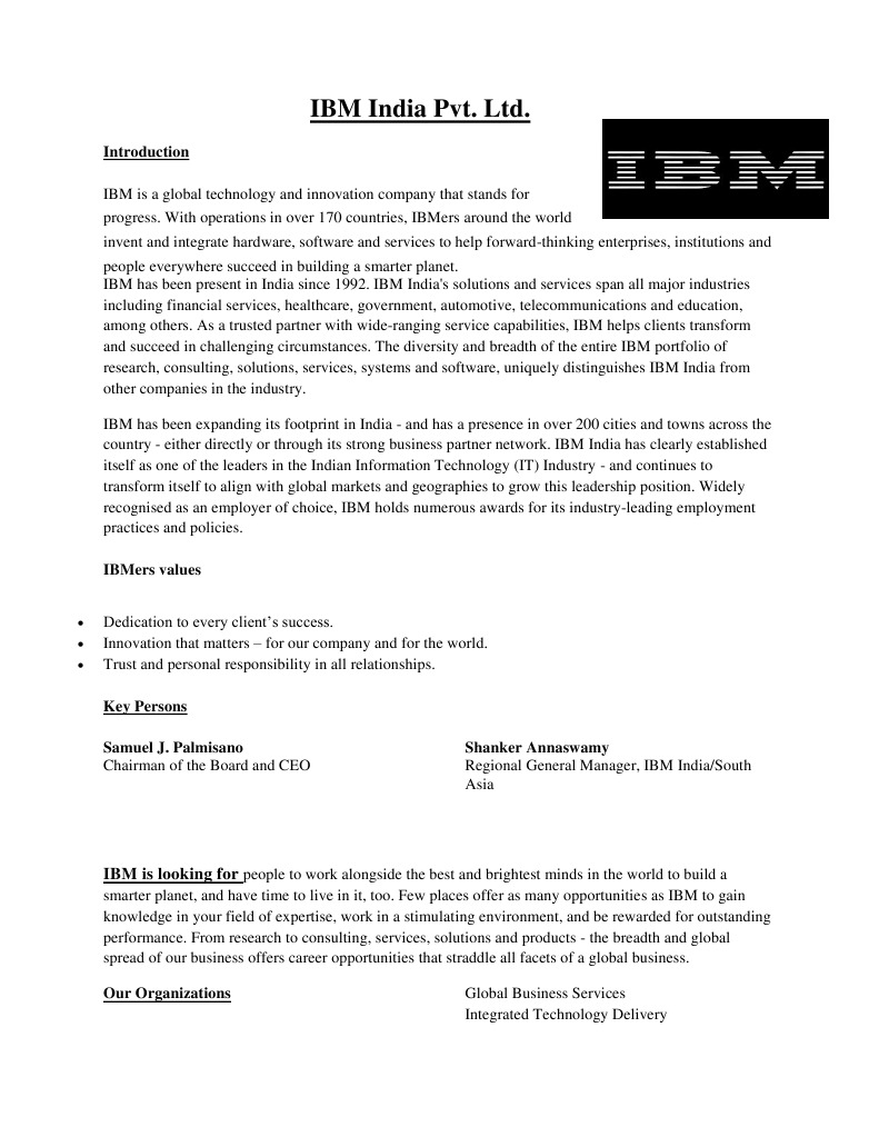 IBM India Company Overview | PDF | Ibm | Technical Support