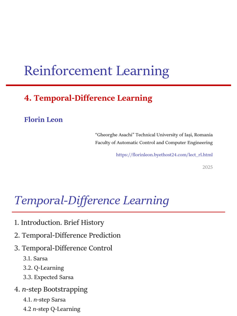 Reinforcement Learning: Temporal-Difference Learning | PDF | Algorithms ...