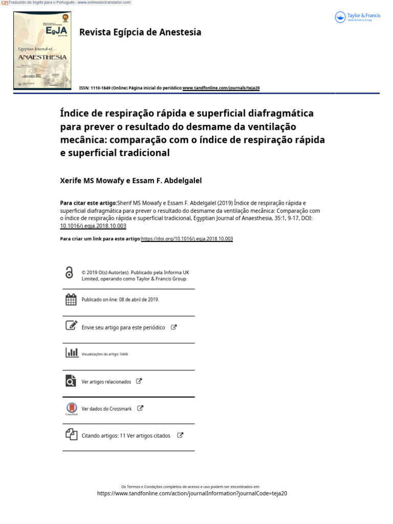 Diaphragmatic Rapid Shallow Breathing Index For Predicting Weaning ...