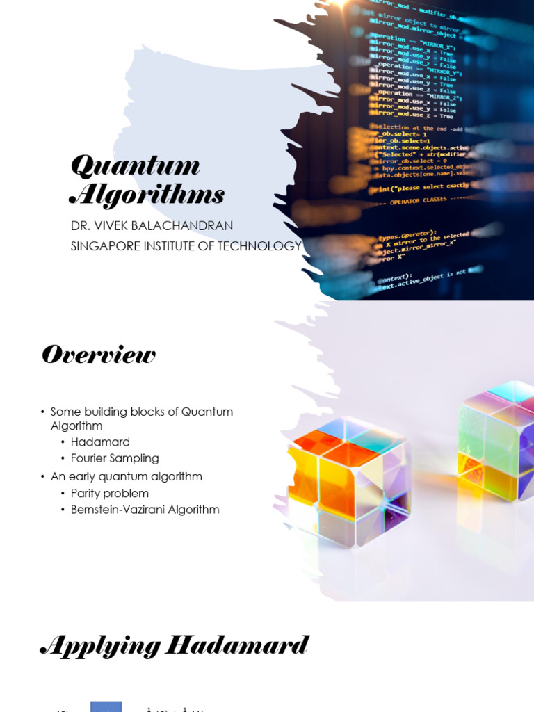 Lecture 4 - Quantum Algorithms Lecture | PDF | Theoretical Physics ...