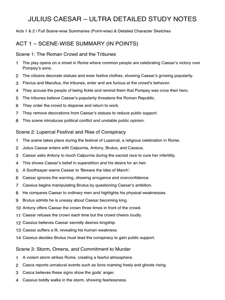 Julius Caesar Act1 Act2 Ultra Detailed Pointwise | PDF | Julius Caesar ...