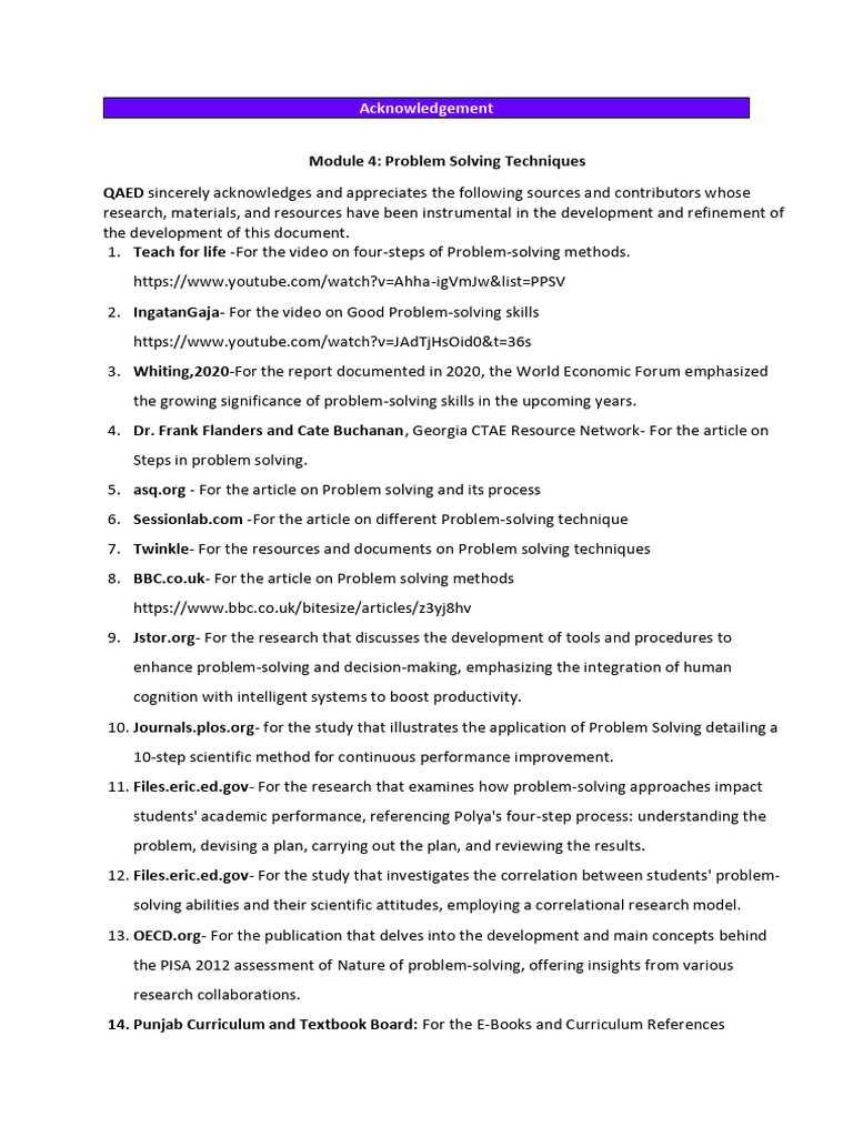 Acknowledgement Module 4 | PDF | Curriculum | Programme For ...