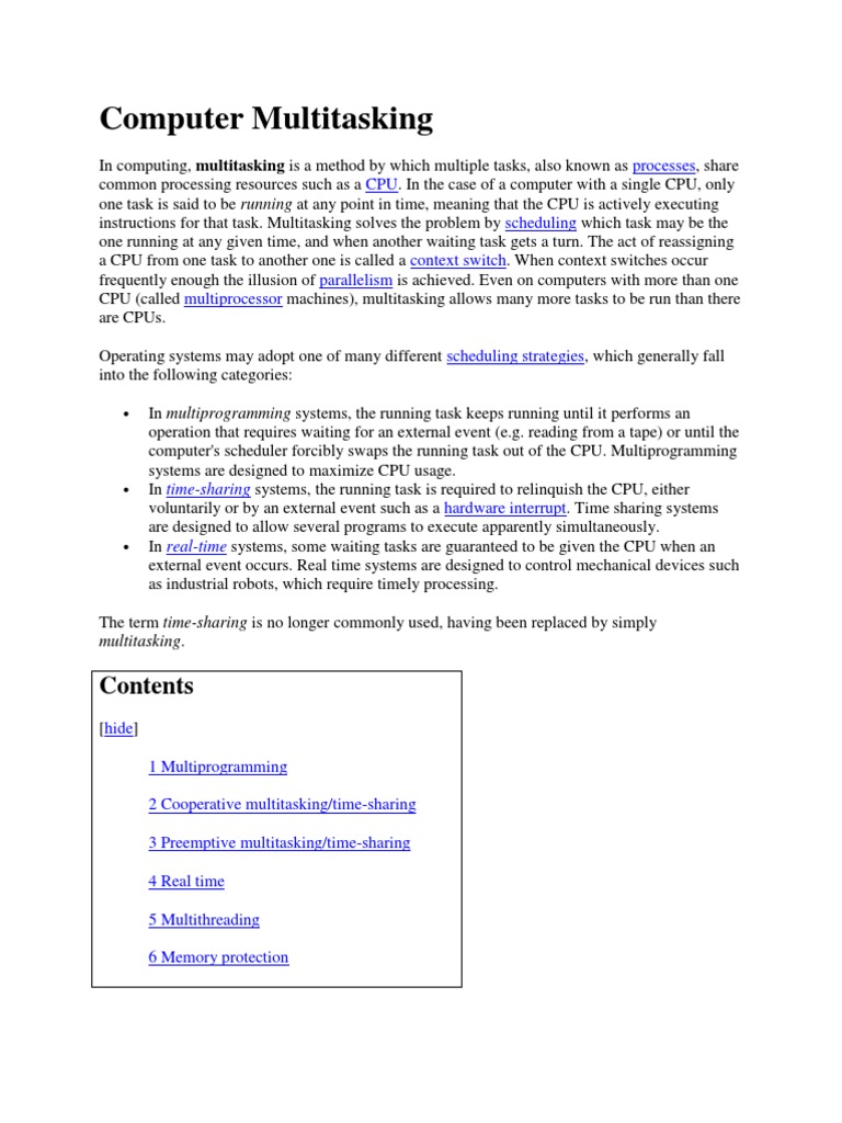 Computer Multitasking | PDF | Process (Computing) | Thread (Computing)