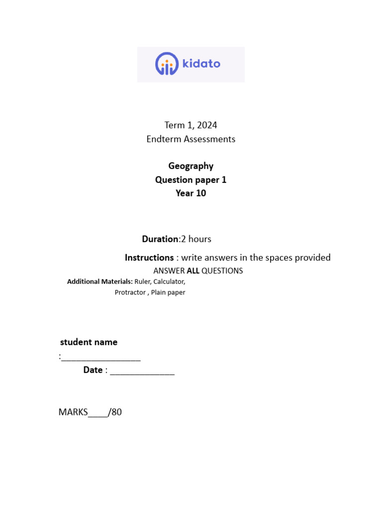 YEAR 10_Geography PP1_ENDTERM1_ASSESSMENT.docx | PDF | Economics ...