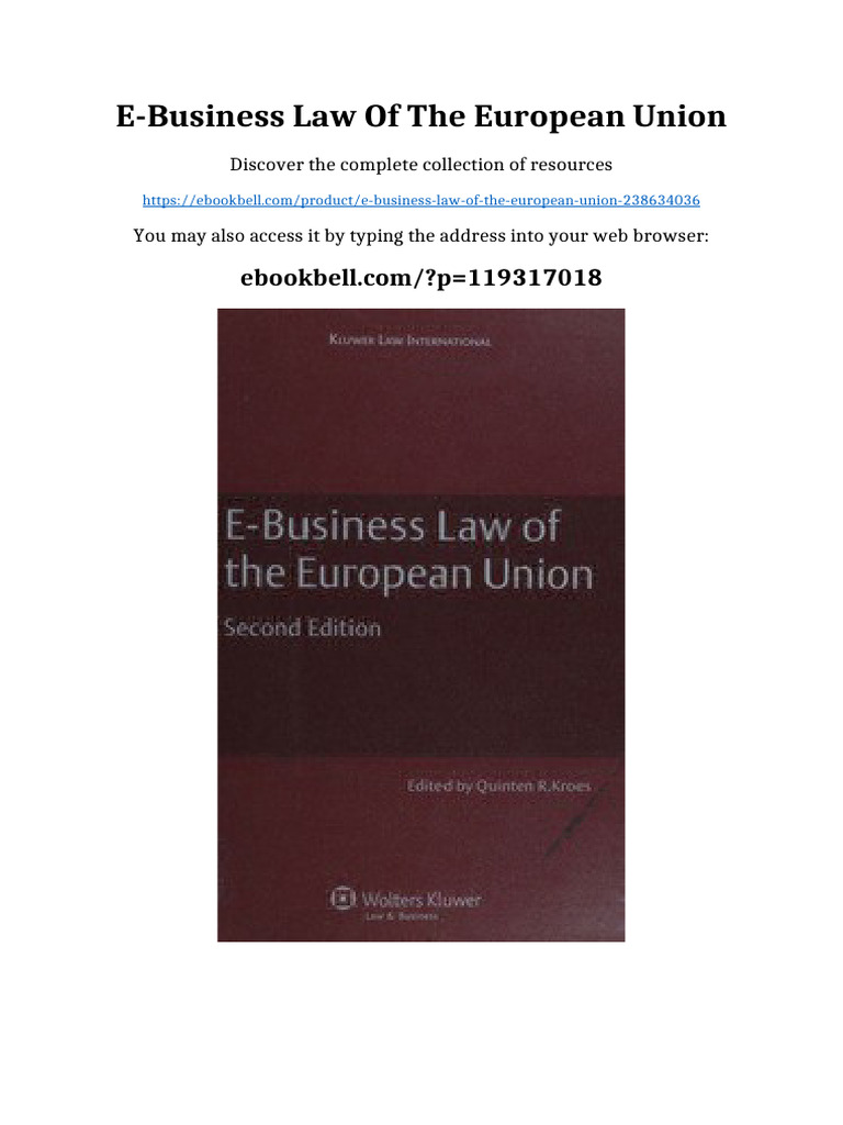 E-business law of the European Union all chapters available | PDF ...