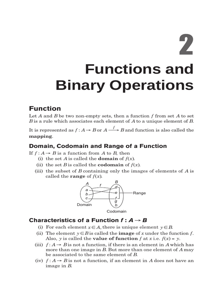 Functions and Binary Operations | PDF | Function (Mathematics) | Algebra
