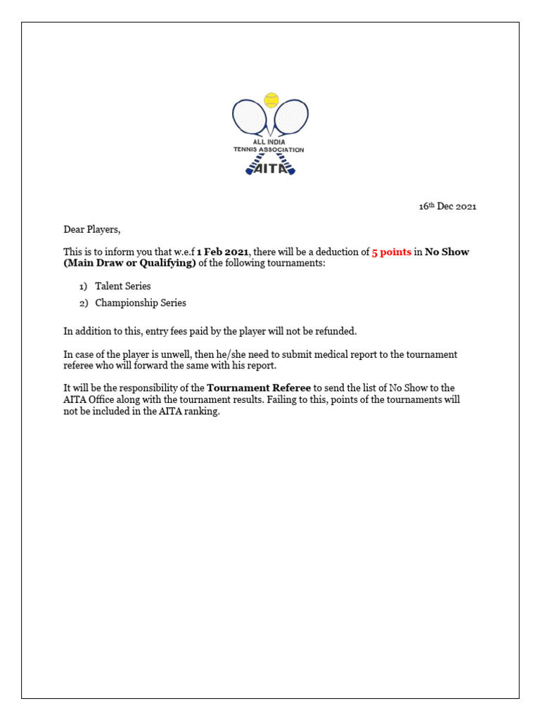 Penalty Points - Talent Series and Championship Series Tournaments | PDF