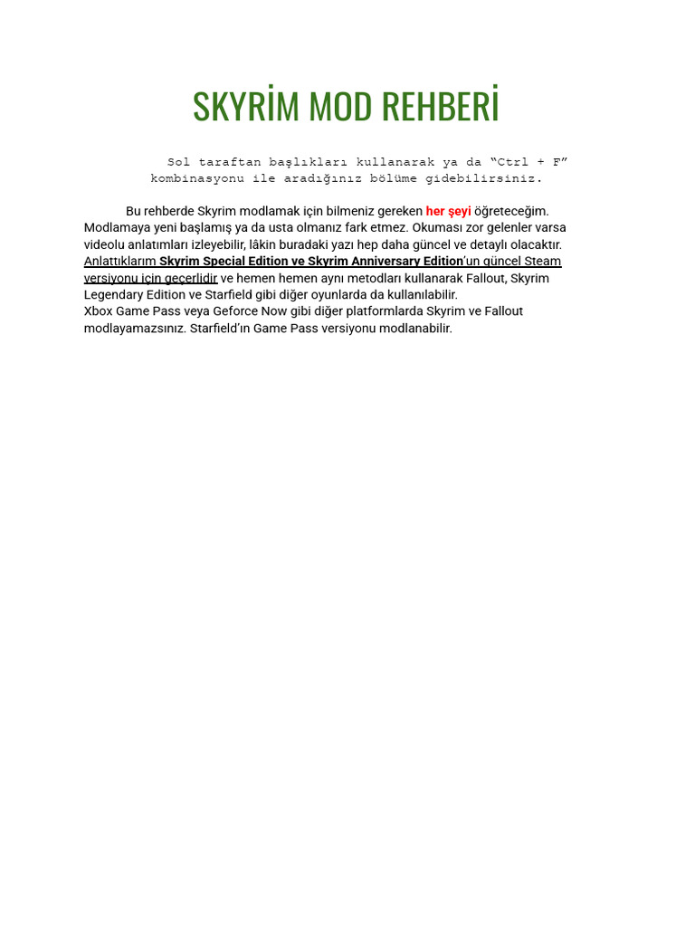 Skyrim Mod Rehberi | PDF