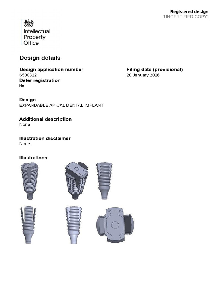 Design Details: Design Application Number Filing Date (Provisional ...