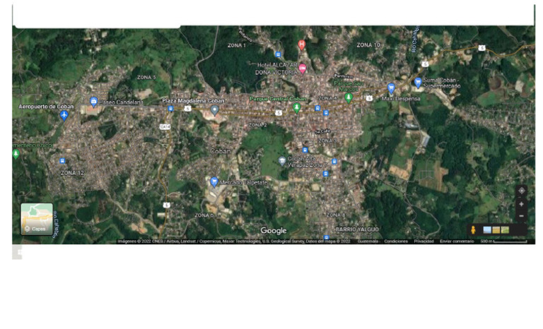 Mapa de Cobán, Google Maps para Imprimir | PDF