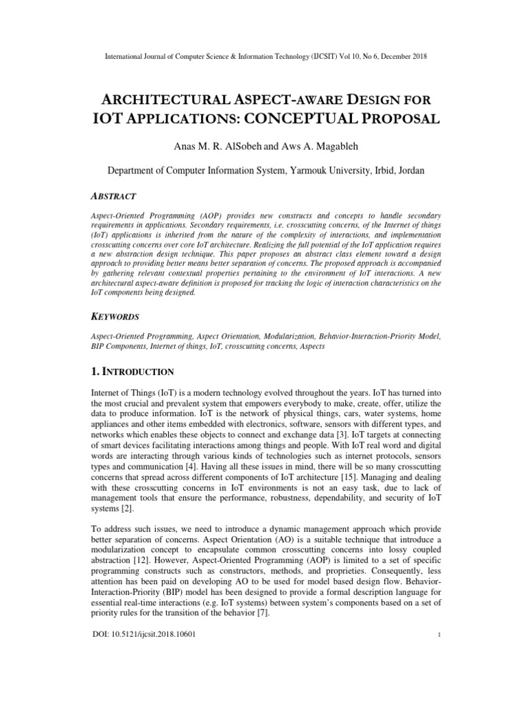 Architectural Aspect Aware Design For Io | PDF | Internet Of Things ...