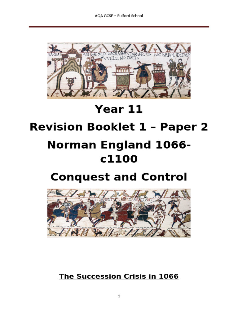 Normans 1 Conquest and Control Booklet Aqa Style (2) | PDF | Warfare Of ...