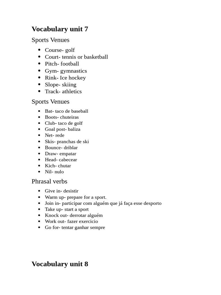 Vocabulary Unit 7 | PDF