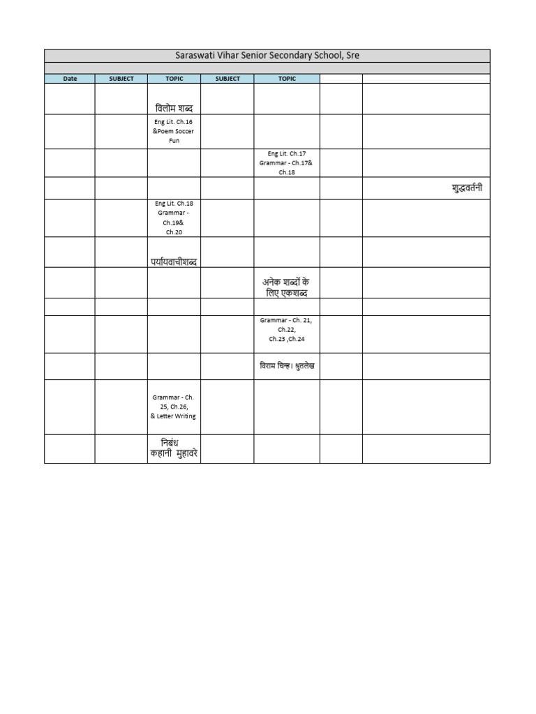 Revision Test Schedule of Annual Exam Class 3 | PDF