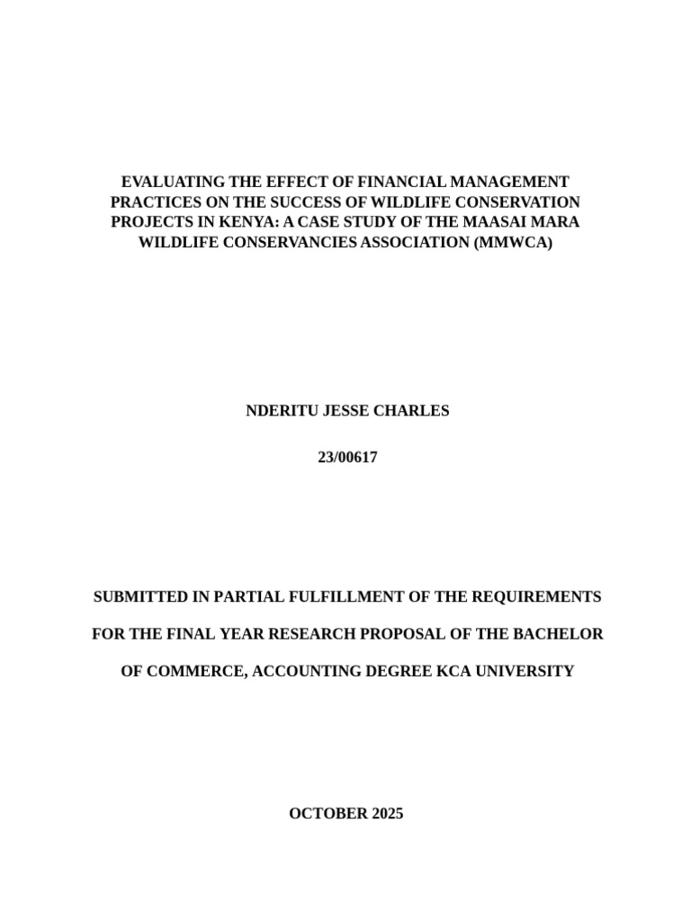 Nderitu Jesse Charles - Research Proposal | PDF | Conservation Biology ...