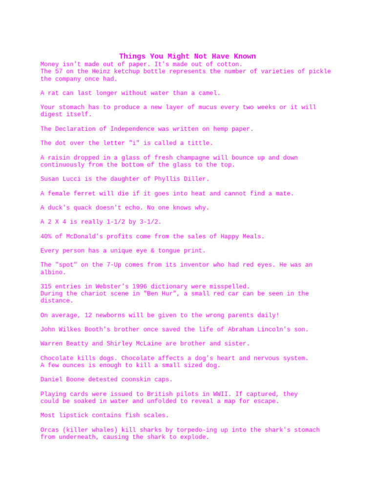 Funny Facts | PDF