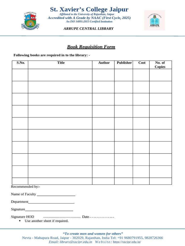 Book Requisition Form Revised | PDF
