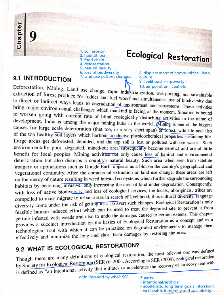 Chapter - 9 Ecological Restoration | PDF