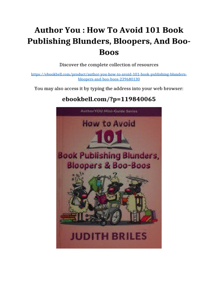 Author YOU : how to avoid 101 book publishing blunders, bloopers, and ...