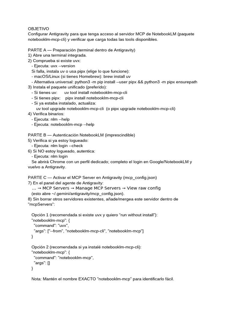 Prompt MCP Notebooklm Antigravity | PDF | Informática | Software
