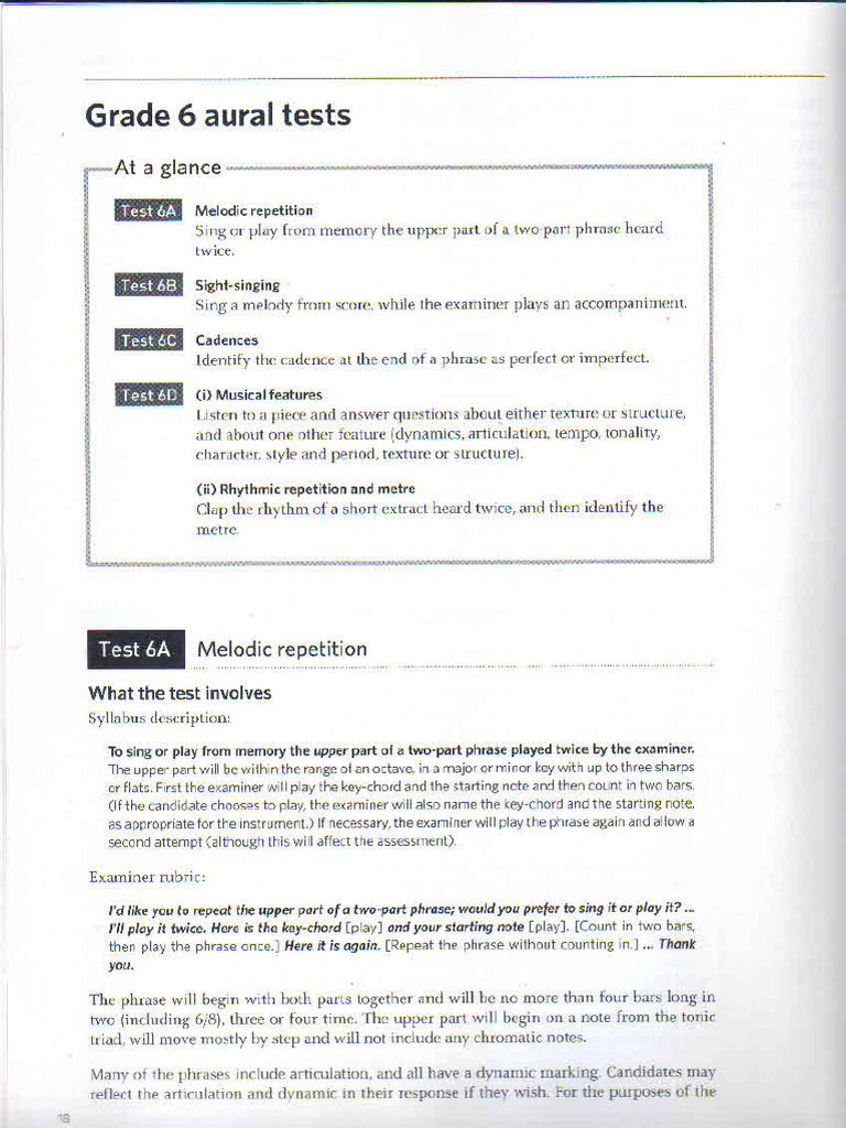 Trainings Grade 6 Aural Tests | PDF